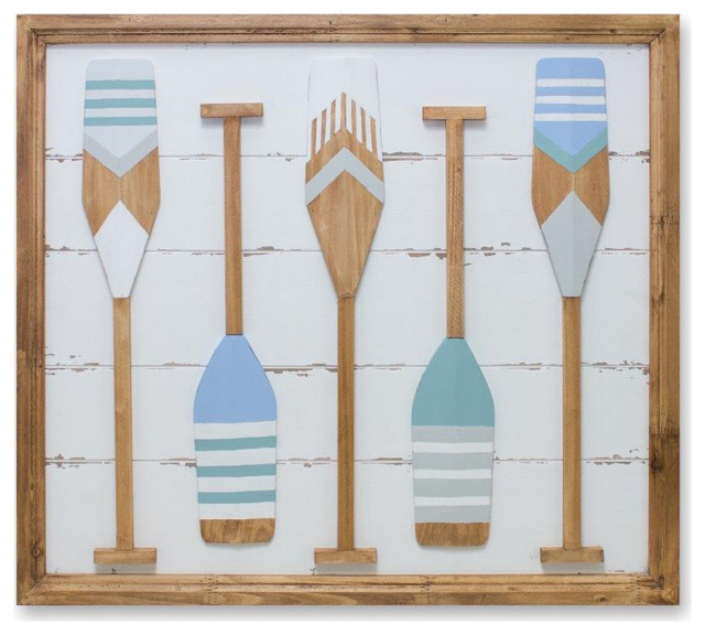 Oar Plaque 40"Lx28"H Wood - Beach Style - Wall Accents - by Melrose ...