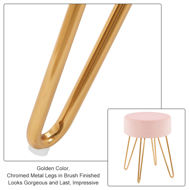 Golden Hairpin Legs Vanity Stool - Midcentury - Vanity Stools And ...