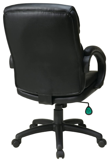 Executive High-Back Office Chair, Bonded Leather, Padded Contour Seat ...