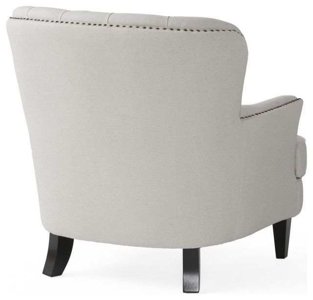 GDF Studio Teton Natural Fabric Club Chair and Ottoman - Transitional ...