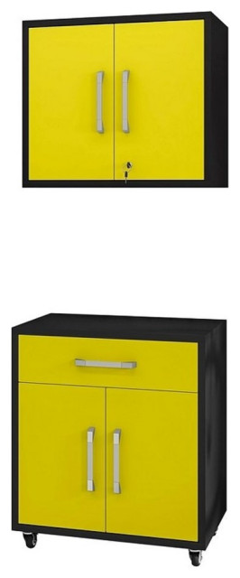 Manhattan Comfort Eiffel 2-Piece Engineered Wood Storage Garage Set in ...