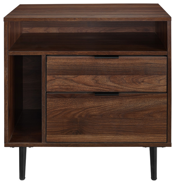 25" Modern Storage Side Table, Dark Walnut - Midcentury - Nightstands ...