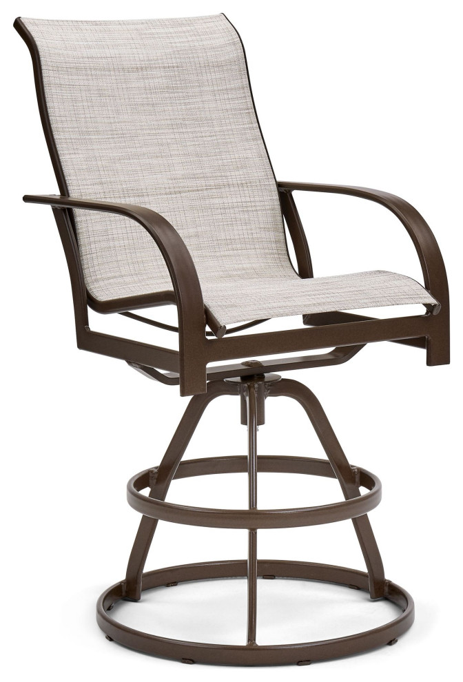 Key West Sling High Back Swivel Bar Stool - Transitional - Outdoor Bar ...
