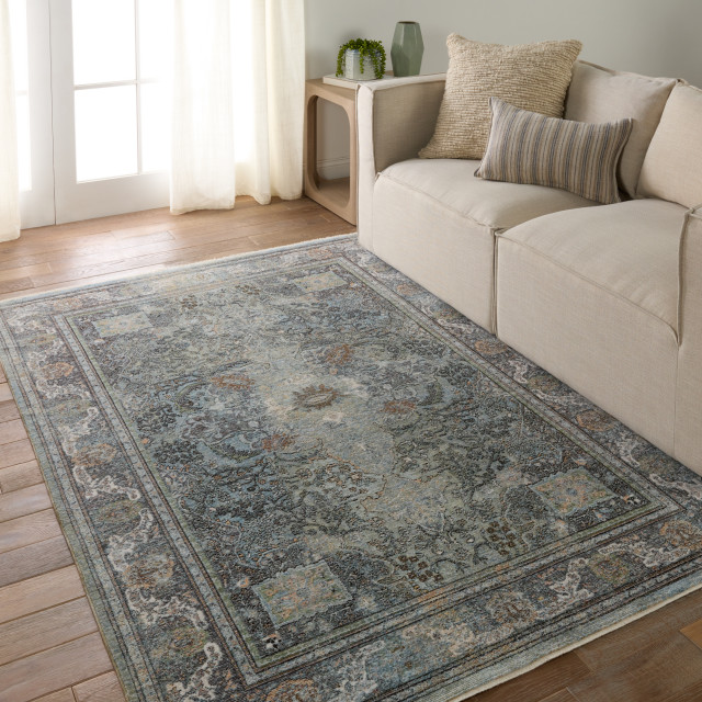 Israfel Medallion Blue/ Green Runner Rug, 10'X14' - Contemporary - Area ...