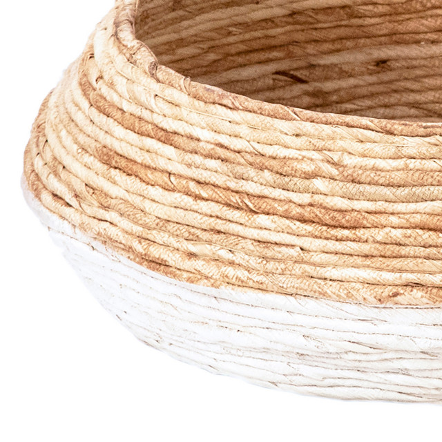 Eviti Natural Woven Round Nesting Low-Profile Two Toned Baskets, Set of ...