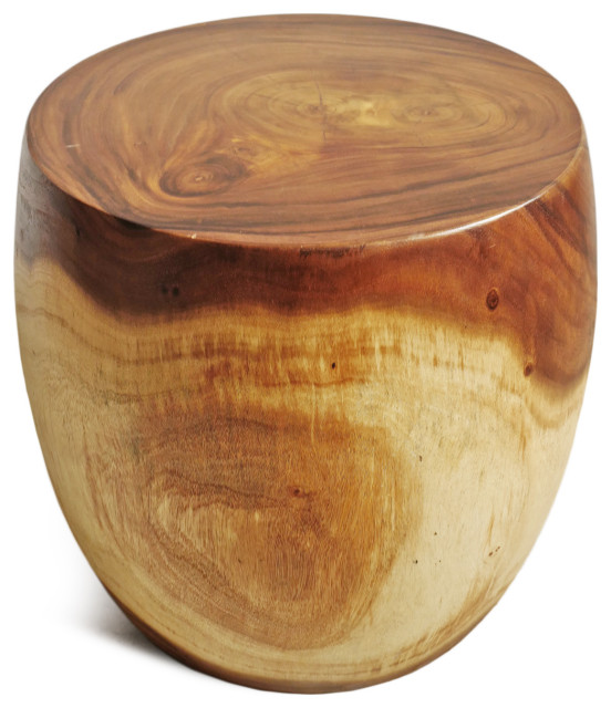 Monkey Pod Drum Stool Table 9 - Rustic - Side Tables And End Tables ...