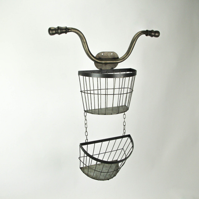 Rustic Metal Bicycle Basket Wall Sculpture Decorative Farmhouse Vintage ...