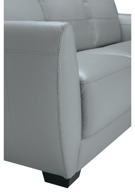 Benzara BM221423 Leather Sofa With Tapered Block Feet and Flared Arms ...