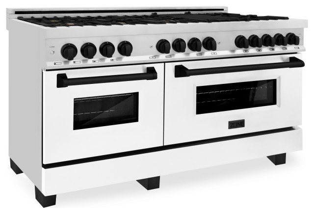 ZLINE 60" Dual Fuel Range, Stainless With White Matte Door RAZ-WM-60-MB ...