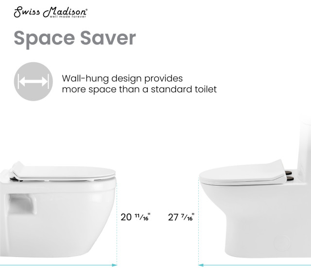 Swiss Madison SM-WT450 Ivy Wall Mounted Elongated Toilet Bowl ...