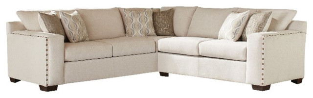 Coaster Aria Chenille Corner Sectional in Beige and Cappuccino ...