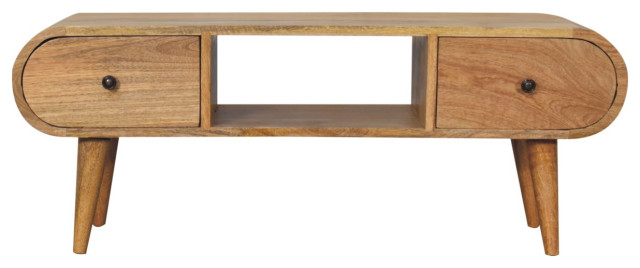 Oak-ish Circular TV Unit - Midcentury - Media Cabinets - by Artisan ...