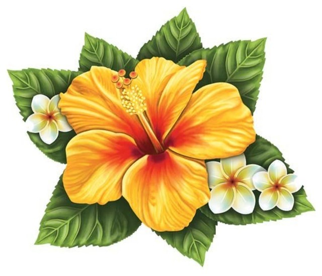 Single Hibiscus Flower Porcelain Swimming Pool Mosaic, 10"x9 ...