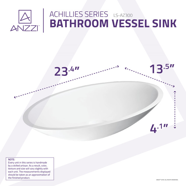 ANZZI Achillies Man Made Stone Vessel Sink, White - Contemporary ...