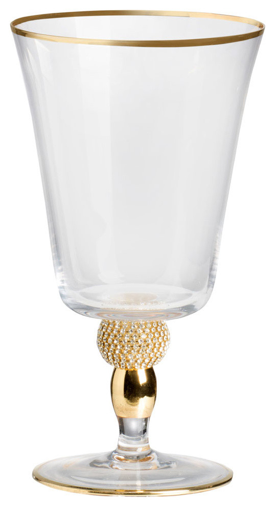 Water Goblet, Gold Rim, 4x4x7.5" Set of 2 - Contemporary - Wine Glasses ...