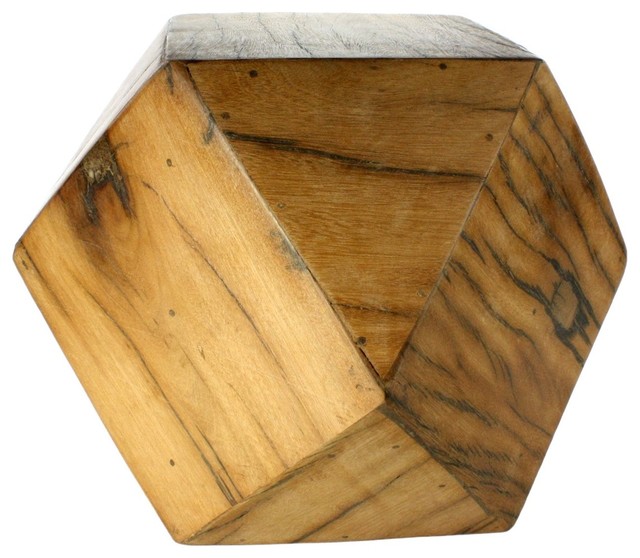 Reclaimed Wood 9" Pedestal Display Block, Geometric Shape Loft - Rustic ...