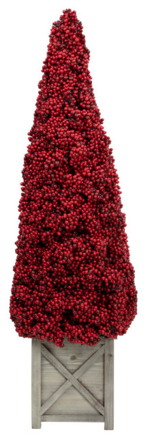40" Red Berry Cone Potted Christmas Topiary - Christmas Trees - by ...