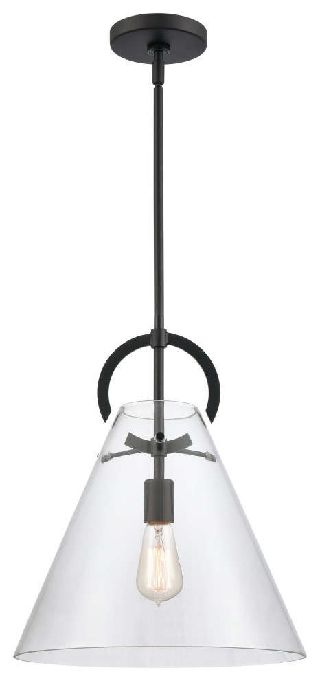 Gabby 14" Wide 1-Light Pendant, Matte Black - Transitional - Pendant ...