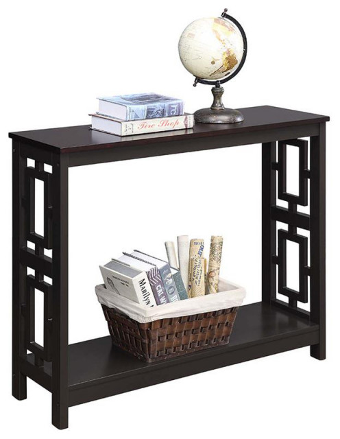 Town Square Console Table with Shelf, Espresso - Contemporary ...