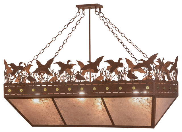 48L Ducks in Flight Oblong Inverted Pendant - Rustic - Pendant Lighting ...