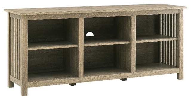 58" Slatted Side Wood Console - Driftwood - Transitional ...