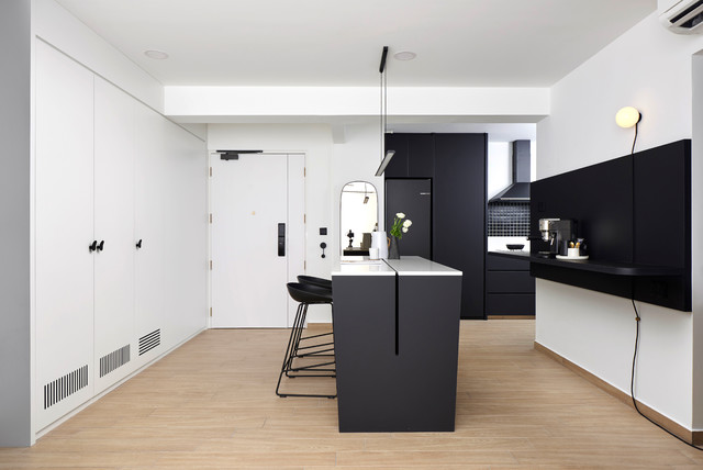 Tour a 4-Room HDB Flat Designed in Black and White | Houzz