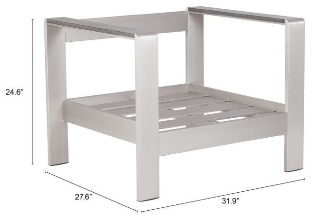 Cosmopolitan Arm Chair (Frame only) Brushed Aluminum - Contemporary ...