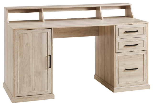 Gavin 58" 3 Drawer Computer Desk with Hutch - Birch - Transitional ...