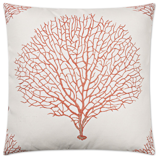 Taormina Pillow - Coral, 24" x 24" - Beach Style - Decorative Pillows ...