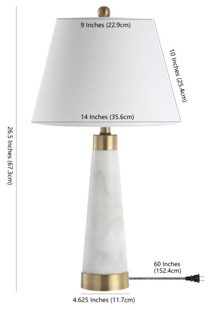 Travis Marble/Iron Gold Modern Column LED Table Lamp, 14 x 14 x 26.5 ...
