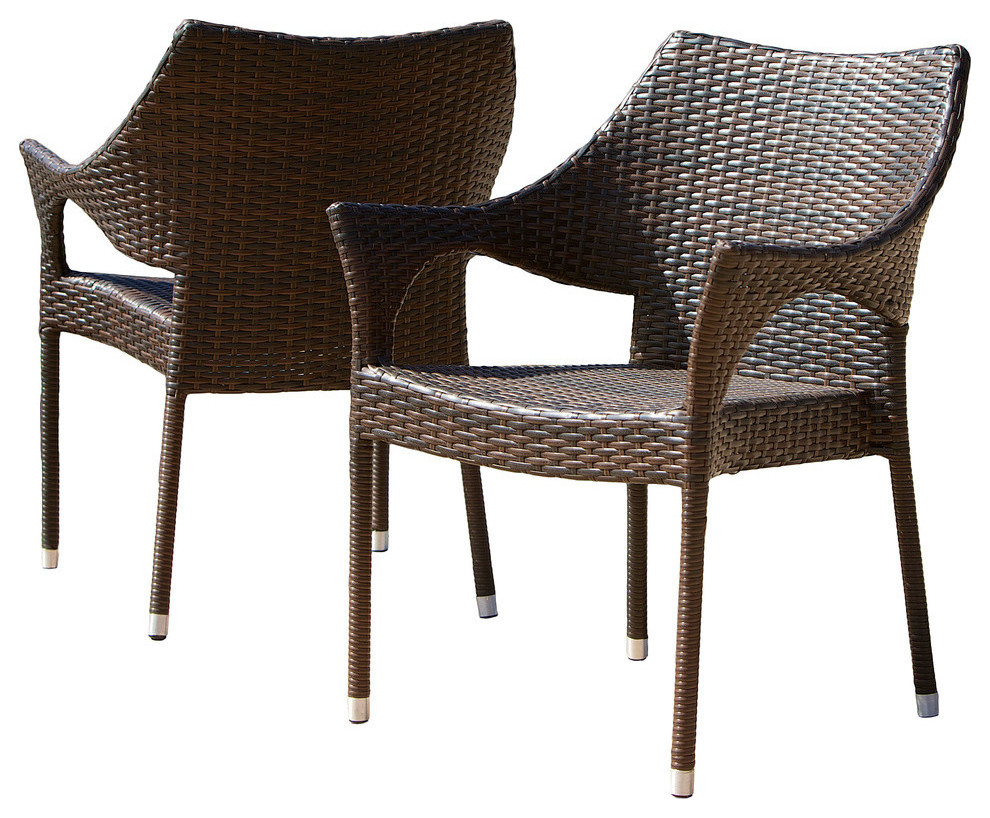 Del Mar Outdoor Brown Wicker Chairs, Set of 2 - Tropical - Outdoor ...