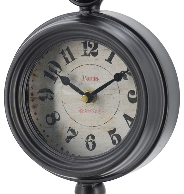 Metal Pedestal Table Clock 6x4.5x14.5" - Transitional - Desk And Mantel ...