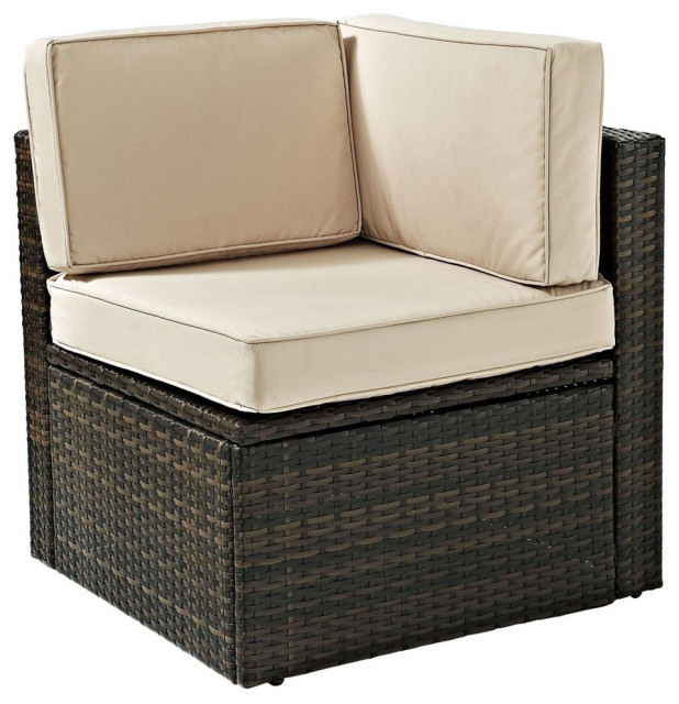Crosley Palm Harbor Outdoor Wicker Corner Chair - Traditional - Outdoor ...