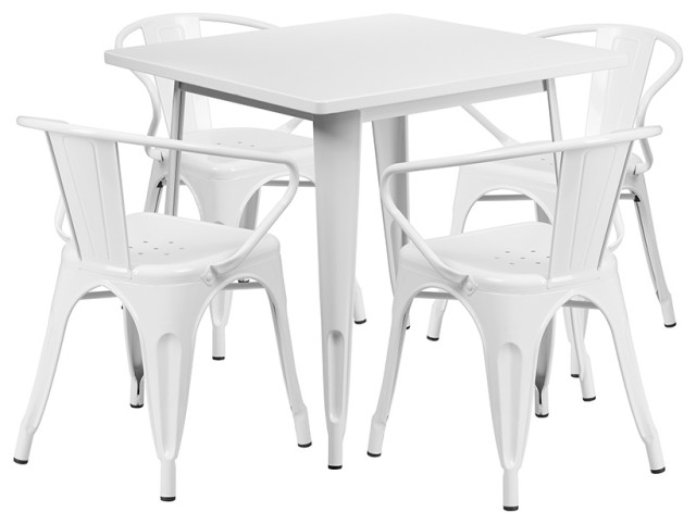 Flash Furniture 5-Piece Metal Patio Dining Set, Copper - Industrial ...