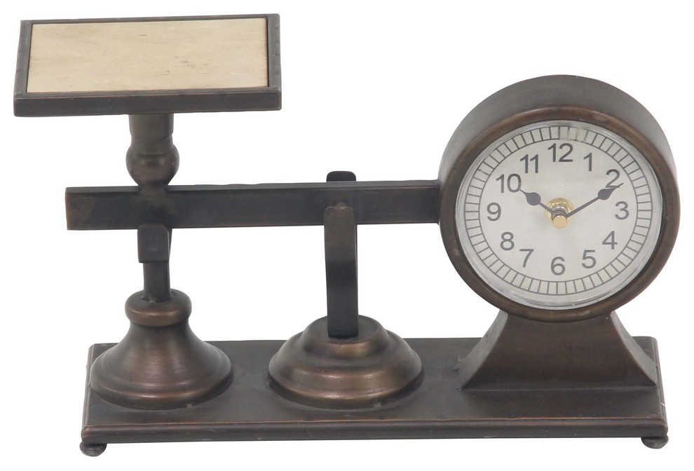 Rustic Iron and Wood Vintage Scale Clock - Traditional - Desk And ...