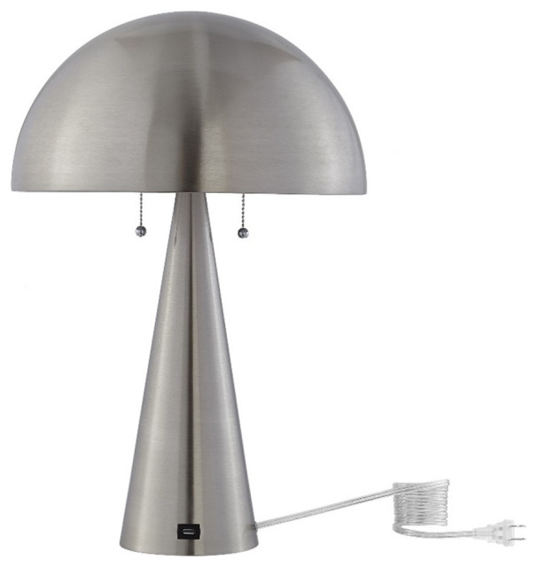 Posh Living Bradford Table Lamp USB Charger Stainless Steel - Modern ...