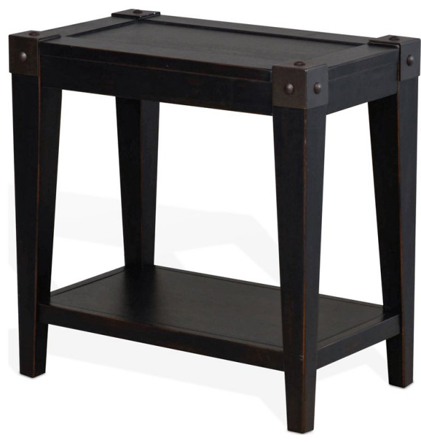 Pemberly Row 14" Transitional Wood Chair Side Table, Black Walnut ...