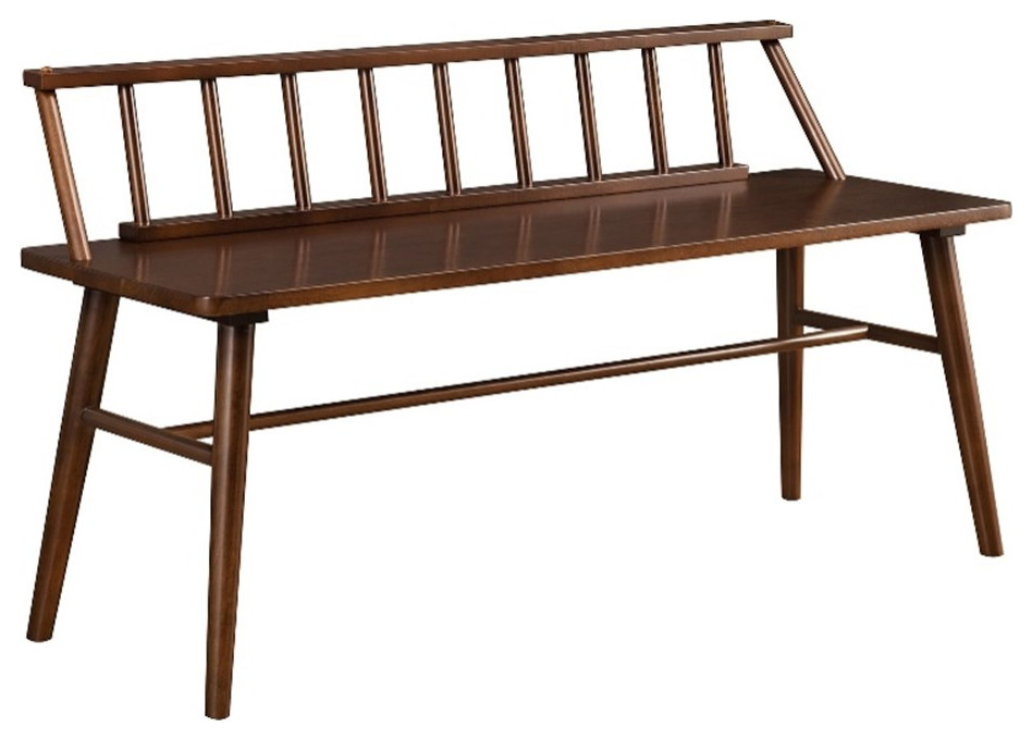 47" Solid Wood Low Back Spindle Bench - Walnut - Midcentury - Accent ...