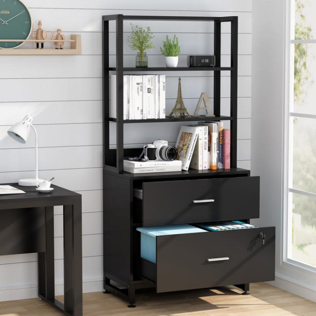 Tribesigns File Cabinet Modern Filing Cabinet with Shelf, Office ...