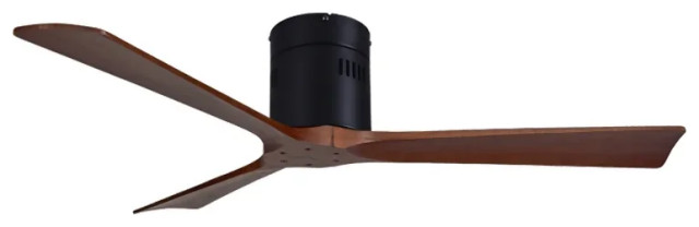 Modern Flush-Mounted Ceiling Fan with 3 Wooden Blades | 52 ...