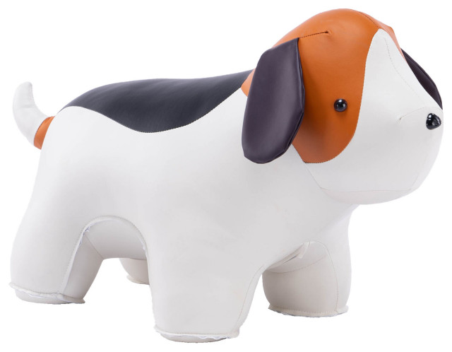 15" Seat Height Faux-Leather Beagle Animal Shaped Ottoman ...
