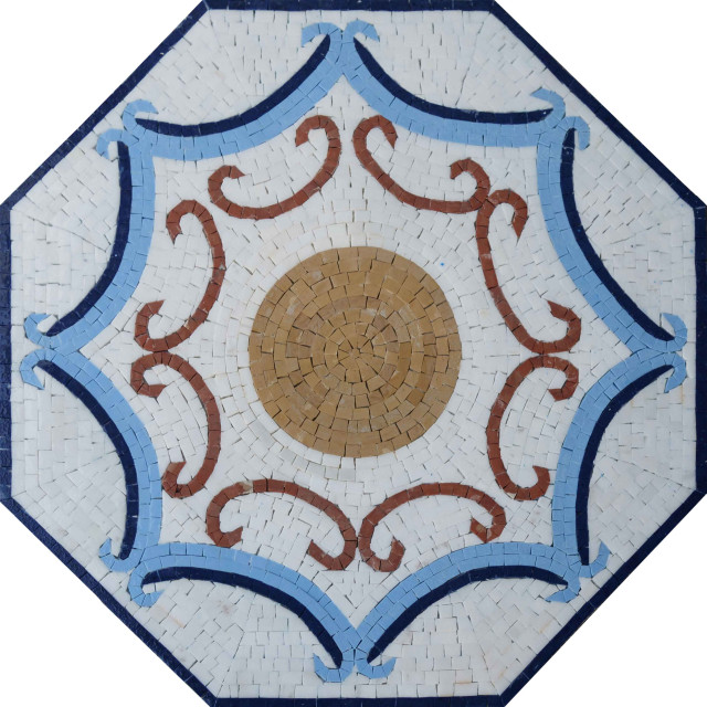 Geometric Mosaic - Octagon Shape, 31" x 31" - Contemporary - Tile ...
