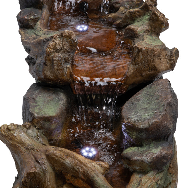 Rainforest River Rapids Fountain With LED Lights - Rustic - Outdoor ...