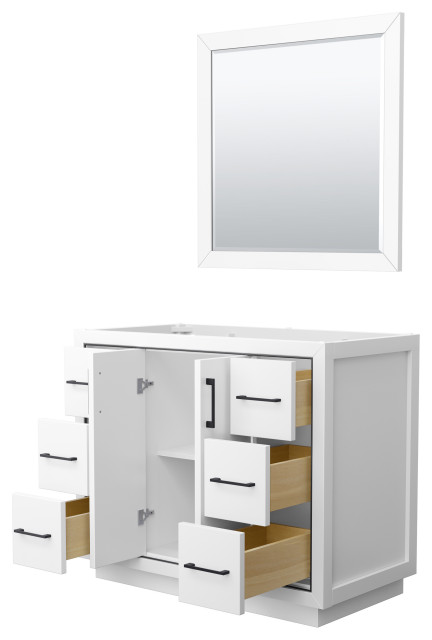 Icon 42" Single Vanity, White, No Top, No Sink, Matte Black Trim, 34 ...