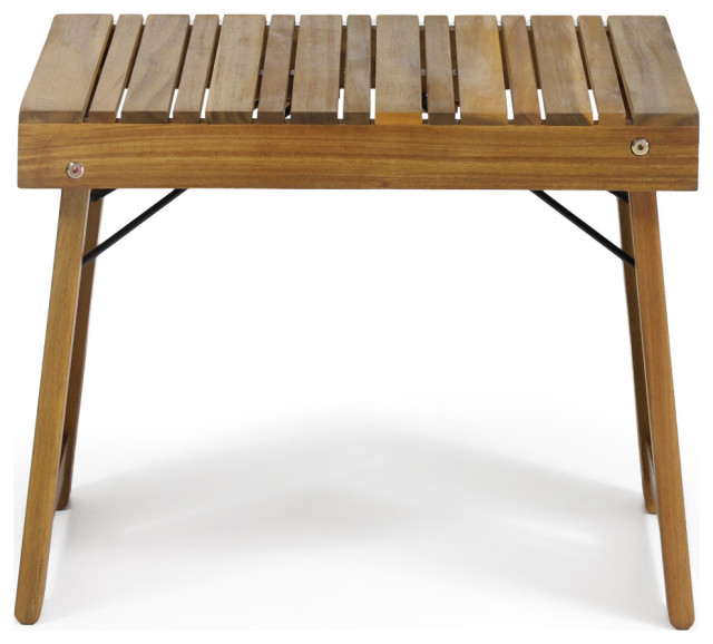 Eugene Outdoor Acacia Wood Folding Side Table - Transitional - Outdoor ...