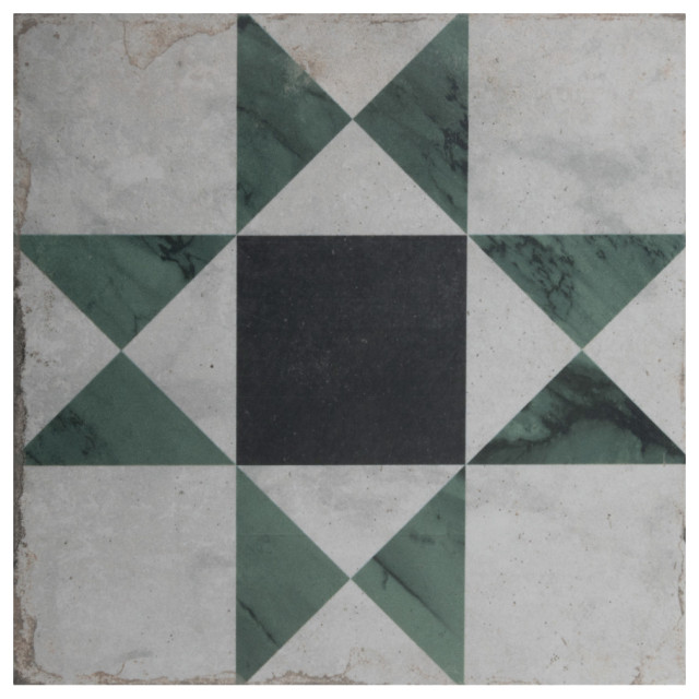 Renaissance Deco Emerald Cross Porcelain Floor and Wall Tile ...