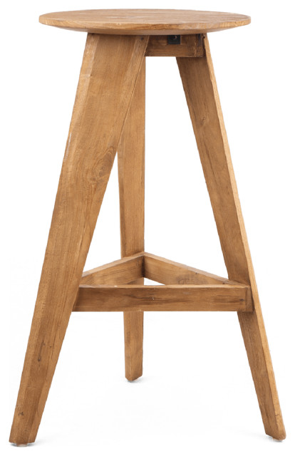 Round Teak Wood Kitchen Stool | dBodhi Berri - Transitional - Bar ...