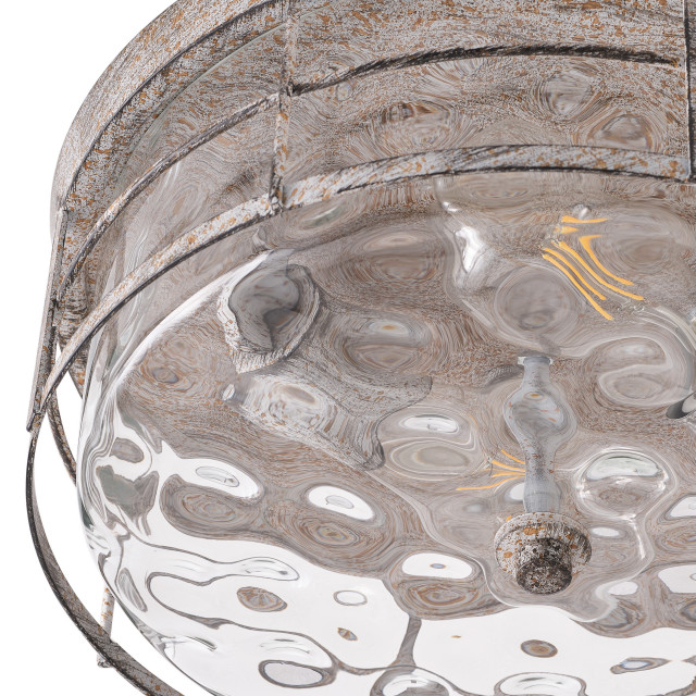 Industrial Grey Rusted Ceiling Light with Water Ripple Glass Shade ...