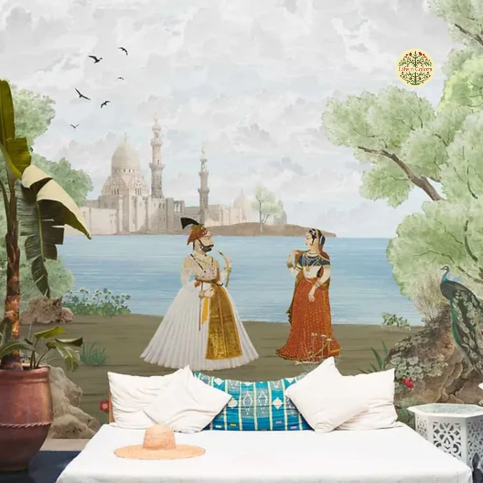 Mughal Theme Indian Wallpaper Design - Indiano - Camera da Letto ...