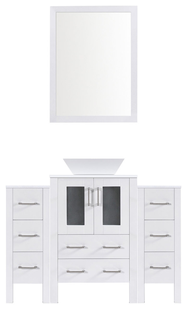 Modern Vanity Set With Two Sink Bases With Mirrors and Five Drawer ...